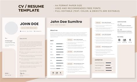 Premium Vector Resume Or Curriculum Vitae For Web Developer