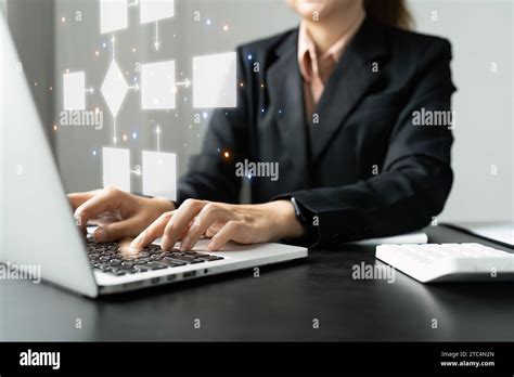 businessman using a computer analysis for process and workflow