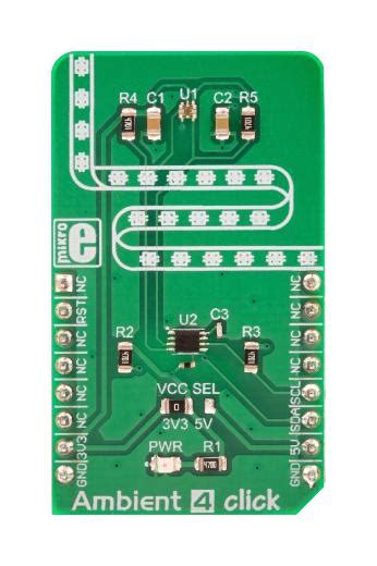 mikroe 3199 mikroelektronika add on board ambient 4 click board bh1721fvc light intensity