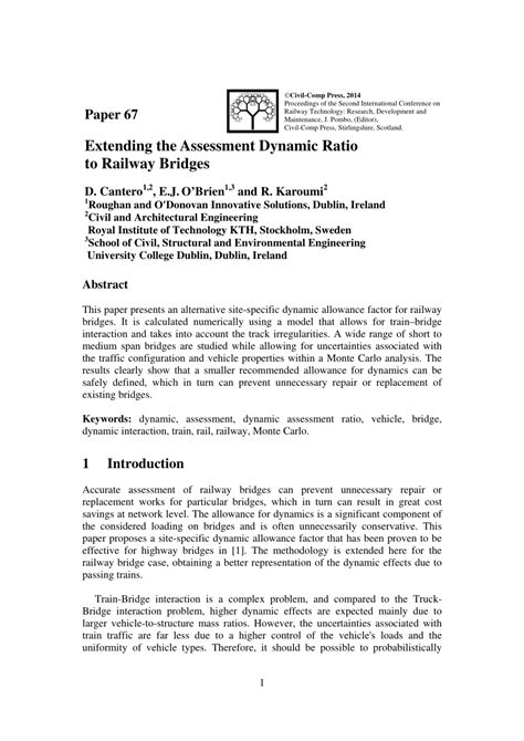 Pdf Extending The Assessment Dynamic Ratio To Railway Bridges