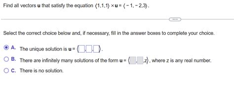 Solved Find All Vectors U That Satisfy The Equation