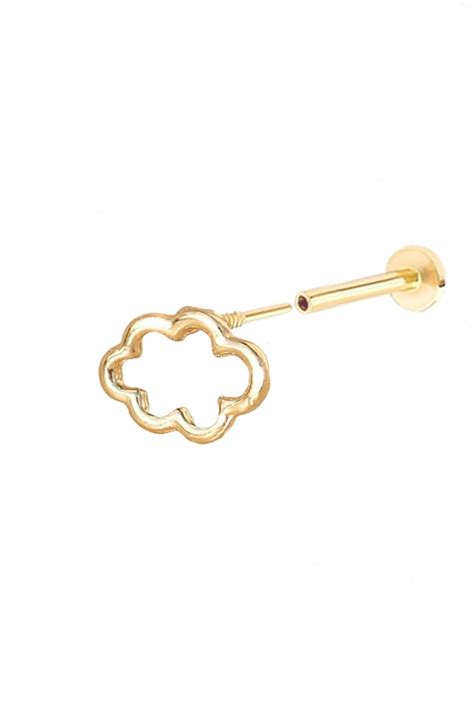 14k Solid Gold Cartilage Tragus Helix Inner Conch Open Cloud Post Flat