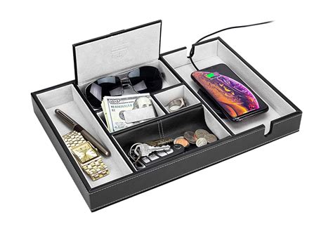 Home Décor Decorative Trays Catch All Nightstand Organizer Charging