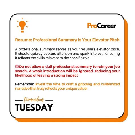 Procareer Jobseekers Elevatorpitch Professionalsummary Careers Tuesdaytips Nadeem Amjad Butt