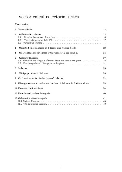 Vector Calculus And Differential Forms Lecture Notes Vector Calculus