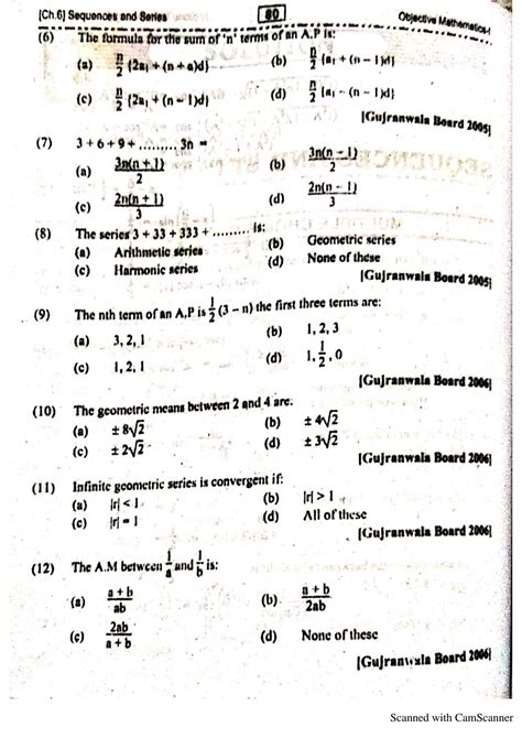 SOLUTION Mcqs On Sequences And Series Studypool