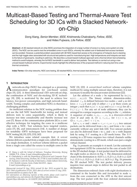 Pdf Multicast Based Testing And Thermal Aware Test Scheduling For D Ics With A Stacked