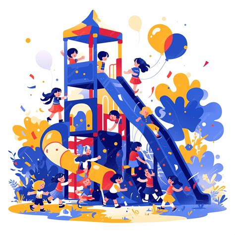 다채로운 놀이터 에서 놀고 있는 어린이 들 프리미엄 Ai 생성 벡터