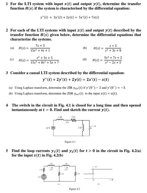 solved 1 for the lti system with input x t and output y t