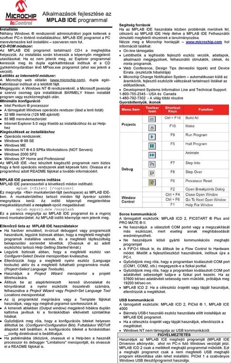 Alkalmazások fejlesztése az MPLAB IDE programmal PDF Ingyenes letöltés