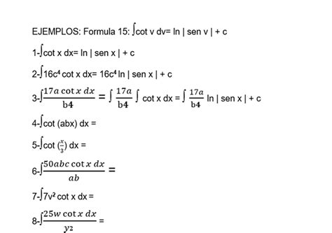 Cálculo Integral Ejercicio Calculo Integral Formulas 15 16 17 18 19 20 21