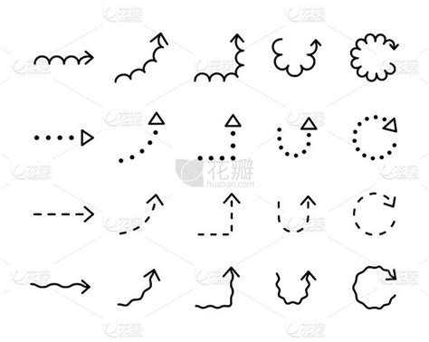 一组简单而平坦的箭头图标