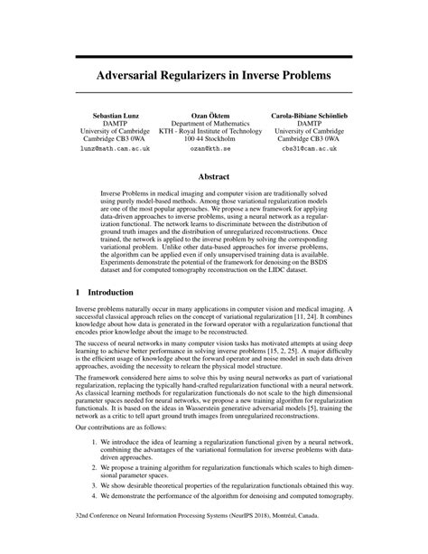 Pdf Adversarially Learned Iterative Reconstruction For Imaging