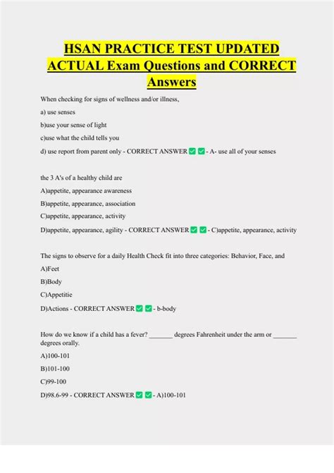 Hsan Practice Test Updated Actual Exam Questions And Correct Answers Hsan Stuvia Us