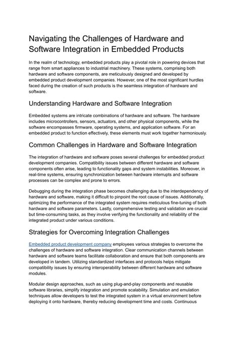 Ppt The Challenges Of Hardware And Software Integration In Embedded