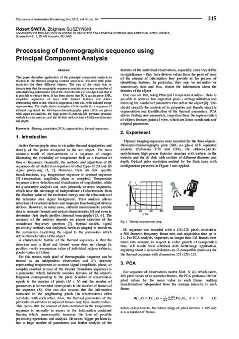 Pdf Processing Of Thermographic Sequence Using Principal Component Analysis