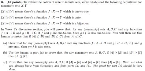 Solved To Extend The Notion Of Size To Infinite Sets We Ve Chegg Com
