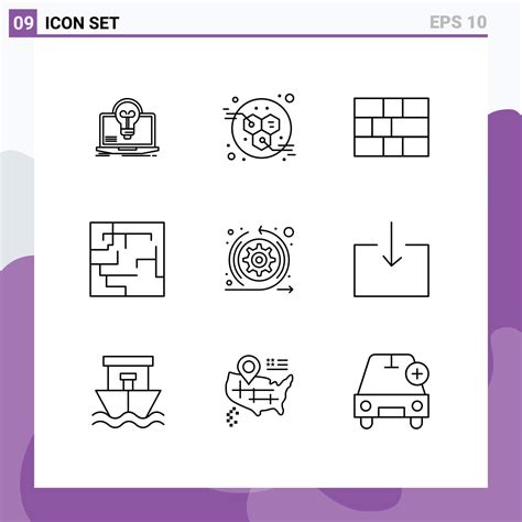 9 Universal Outlines Set For Web And Mobile Applications Sprint Arrows