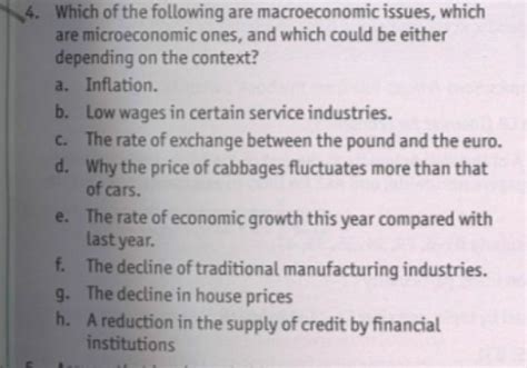 Solved 4 Which Of The Following Are Macroeconomic Issues Chegg Com