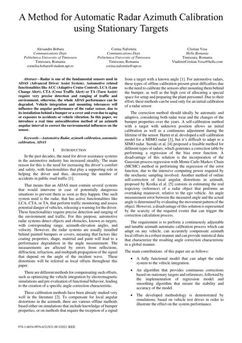 Pdf A Method For Automatic Radar Azimuth Calibration Using Stationary Targets