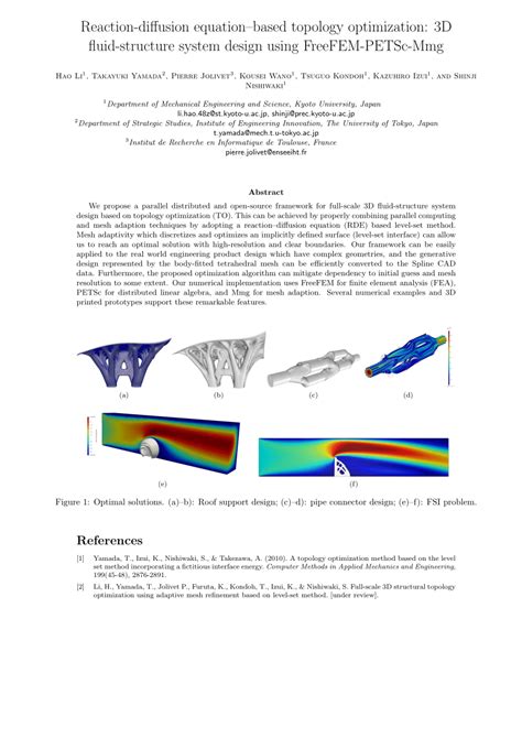 Pdf Reaction Diffusion Equation Based Topology Optimization 3d Fluid Structure System Design