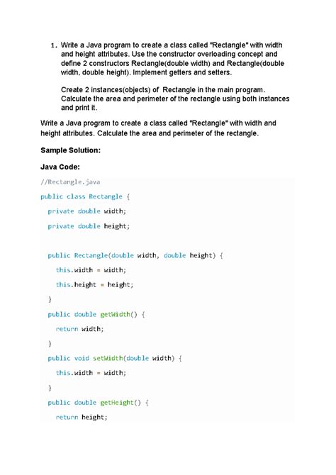 Java Pgms Ws1 Ms Cs Worksheets For Practise 1 Write A Java Program To Create A Class Called