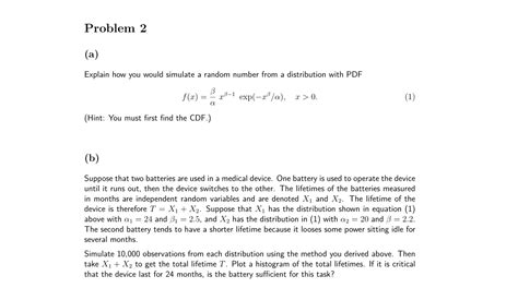 problem 2 a explain how you would simulate a random