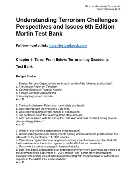 Understanding Terrorism Challenges Perspectives And Issues 6th Edition