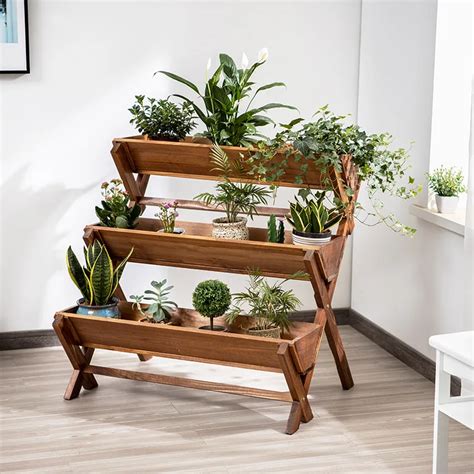 Rustic 3 Tiers Vertical Planter Boxes Eco Friendly Garden Beds