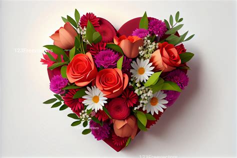 Red Rose Flower Bouquet Heart Shape