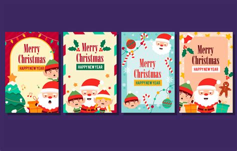 Santa And Helpers Greeting Card 14058316 Vector Art At Vecteezy