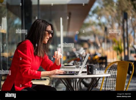 Beautiful Young Woman Having Zoom Video Conference Call Via Computer