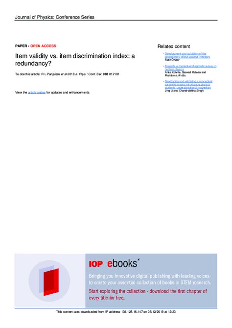 Pdf Item Validity Vs Item Discrimination Index A Redundancy