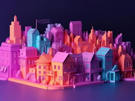 Premium Ai Image 3d Cute City Isolated
