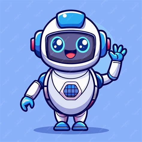 Cute Robot Waving Hand Cartoon Illustration Premium Ai Generated Vector