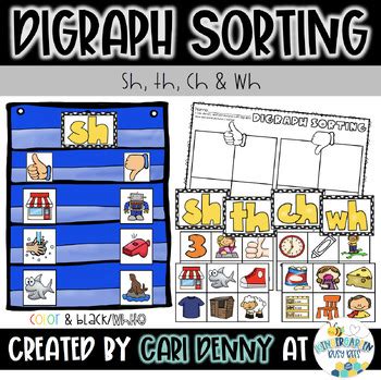Digraph Picture Card Sort Sh Th Ch Wh Word Work Pocket Chart Activity