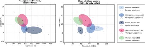 Bivariate Plots Of The Mean Joint Load Vector Components Direction Download Scientific