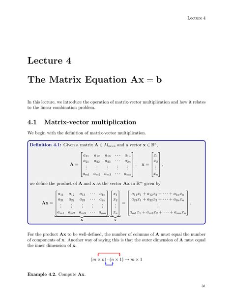 SOLUTION Linear Algebra The Matrix Equation Studypool