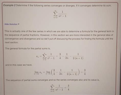 solved example 2 determine if the following series converges