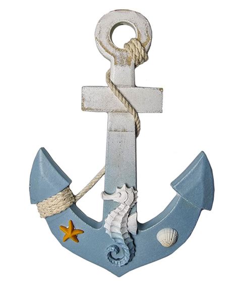 Украшение настенное интерьерное Якорь декоративный 28х5х20см дерево Морской конек купить по