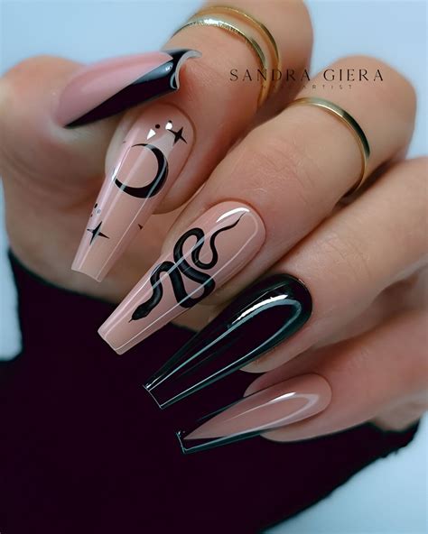 Attention Beauty Queens 30 Irresistible Black Acrylic Nail Designs