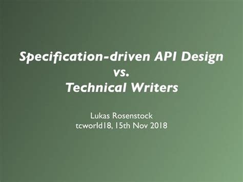 specification driven api design with openapi ppt