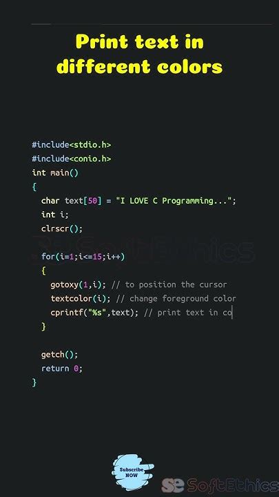 Colored Output In C Show Text In Color In C Programming Shortsfeed