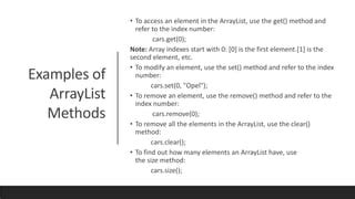 ArrayList In JAVA PPTX