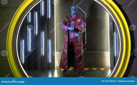 Yondu Udonta Is Standing At The Circle Door Of The Spaceship Cosplay Stock Video Video Of