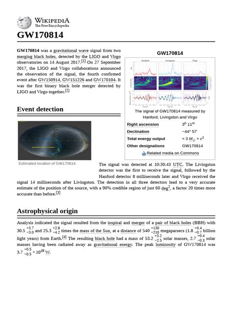Gw170814 Gravitational Wave Signal Pdf Ligo Gravitational Wave