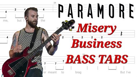 Paramore Misery Business Bass Tabs Cover Tutorial Lesson Youtube