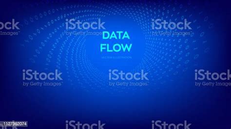 Data Flow Digital Code Binary Data Flow Virtual Tunnel Warp Coding Programming Or Hacking