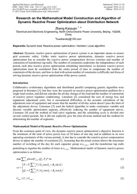 Research On The Mathematical Model Construction And Algorithm Of Dynamic Reactive Power