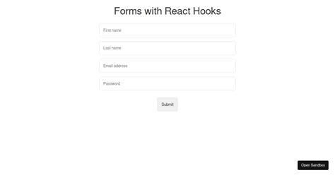 Forms With React Hooks Forked Codesandbox